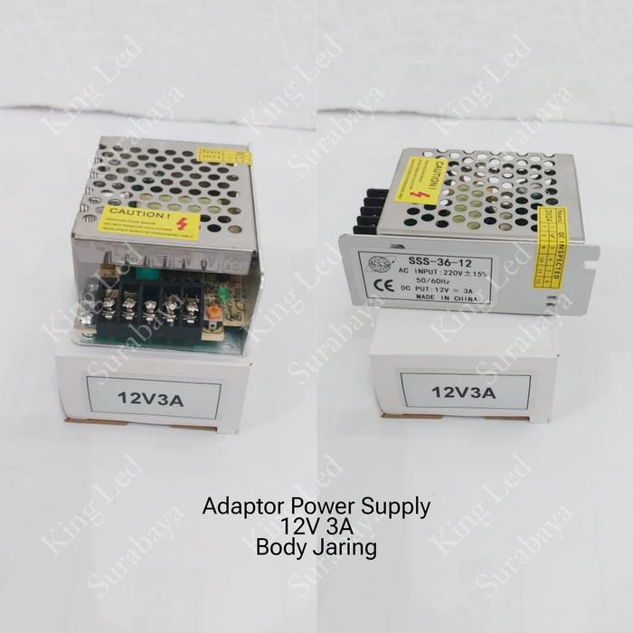 Jual Adaptor 12V 3A Power Supply Switching LED Jaring 3 Ampere 12 Volt DC - Kota Surabaya - King ...