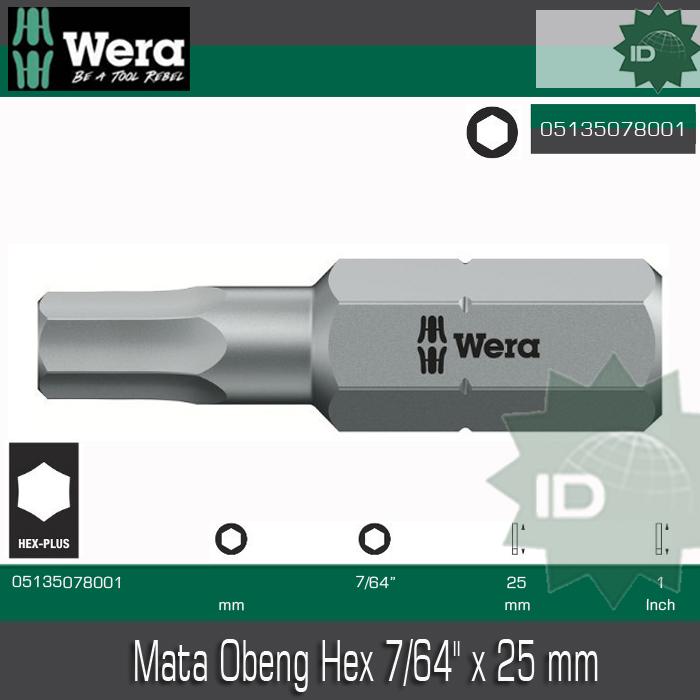 Jual Mata Obeng Hex 7/64" x 25 mm Wera 05135078001 Bits for Hexagon ...