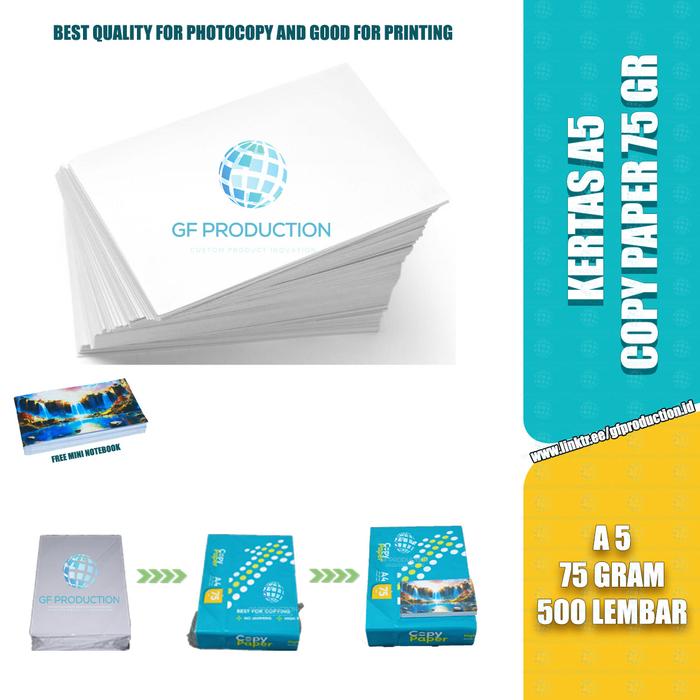 Jual Kertas HVS A5 75gr Copy Paper / 1 Rim / 500 Lembar / Kertas A5 1 ...