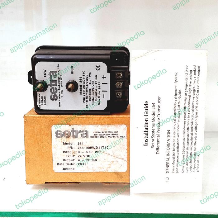 Jual SETRA 264 Differential Pressure Transducer P/N: 2641005WD11T1C ...