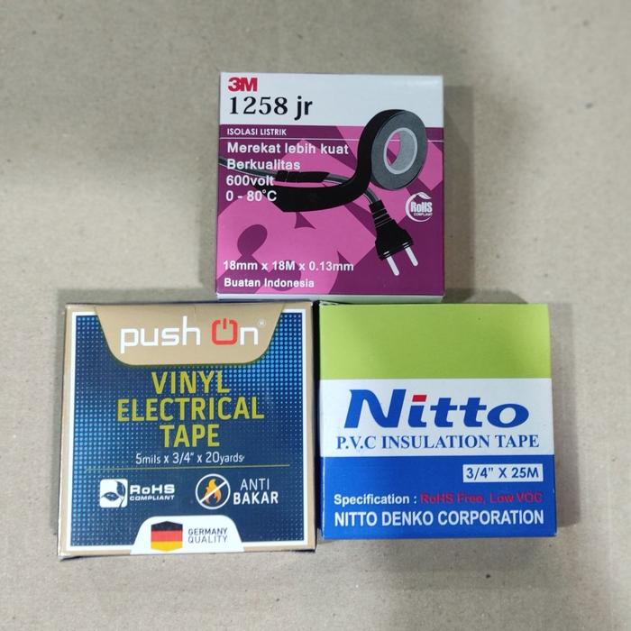 Jual Isolasi listrik NITTO 3m / lakban listrik NITTO pembalut listrik NITTO - merk push on ...