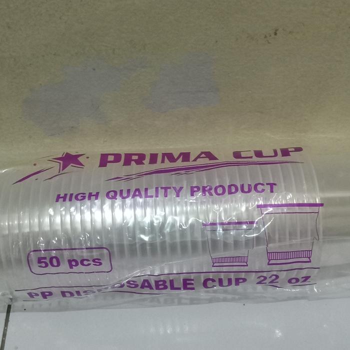 Jual Gelas plastik cup es bubble minuman teh kopi 22oz 22 oz datar rata ...
