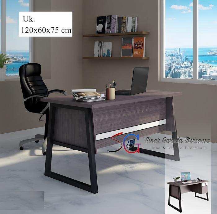 Jual MEJA PREMIUM 1/2 BIRO KAKI BESI / MEJA KANTOR / MEJA KERJA / MEJA ...