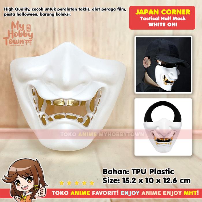 Jual Topeng Anime Jepang Noh Kabuki Hannya Putih Oni Demon Mask Half ...