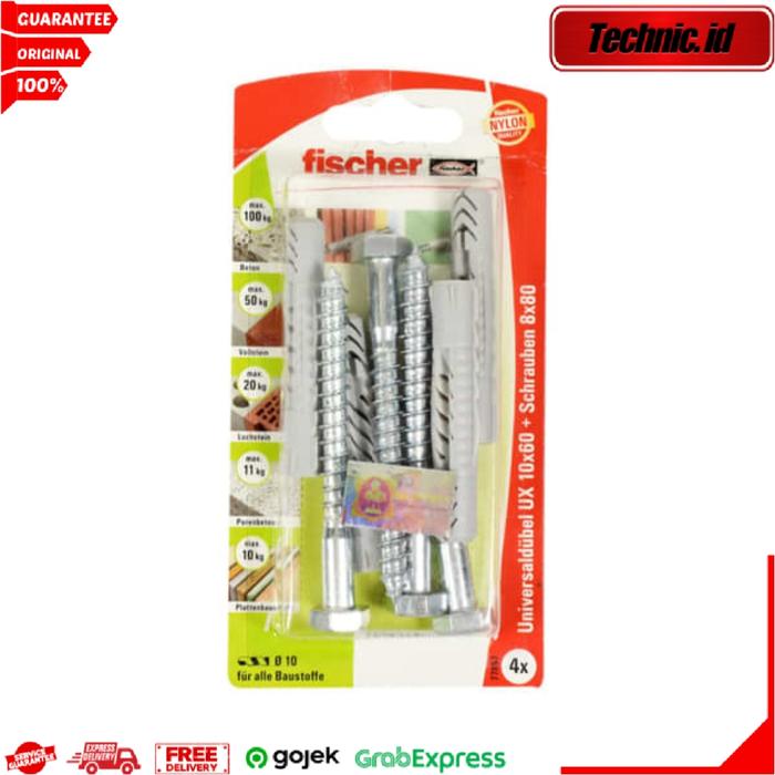 Jual Fischer Set Sekrup Nylon Ux10x60 4 Pcs Sekrup Dinding Sebaguna ...
