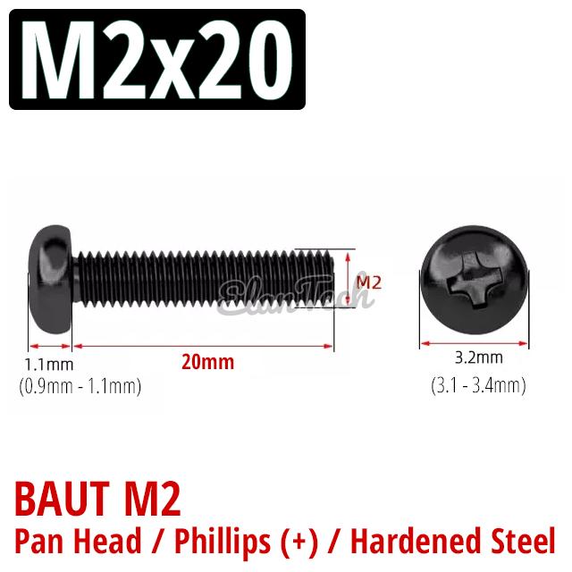 Jual Baut M2 3mm - 20mm Hitam Hardened Steel Bolt Baja 2mm Black ...