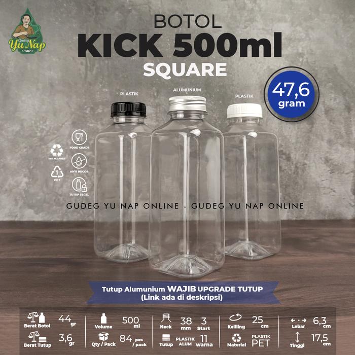 Jual Botol Kick Square 500 ml (Kotak) - Botol Plastik 500ml - Kota ...