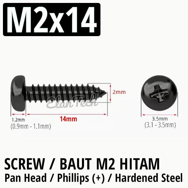 Jual Sekrup M2 3mm - 20mm Hitam Self Tapping Screw Hardened Steel Baja ...