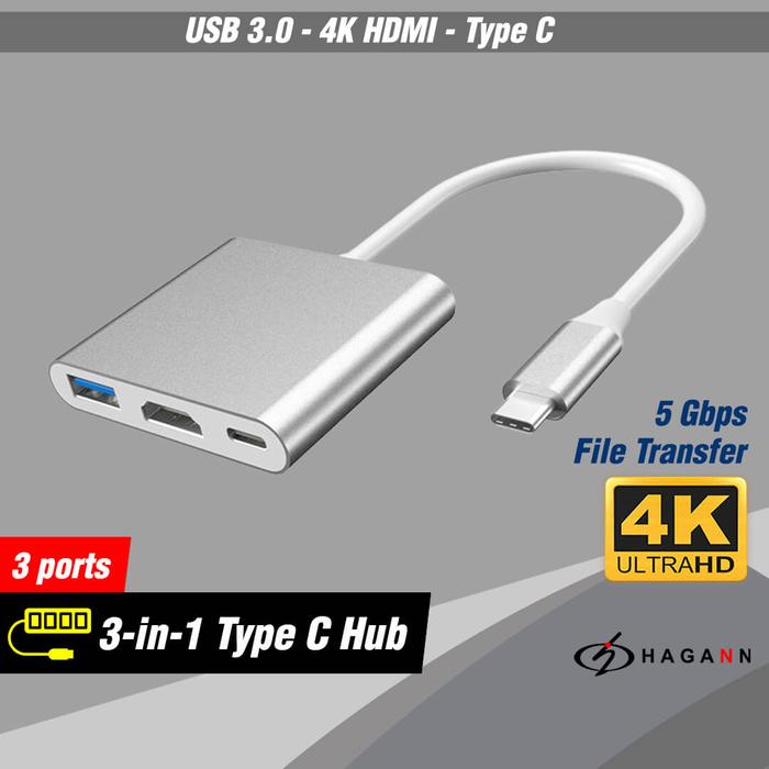 Promo USB Type C to HDMI USB PD Hub Full HD 4K Converter Type C ke HDMI ...