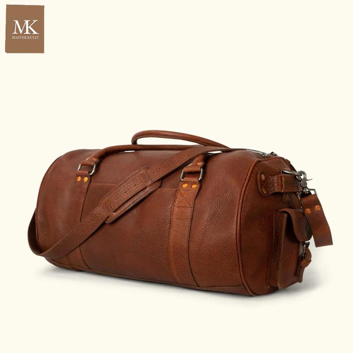 Promo LARGE LEATHER TRAVEL DUFFLE BAG Kulit Pria - Muda Jeruk - Kab ...