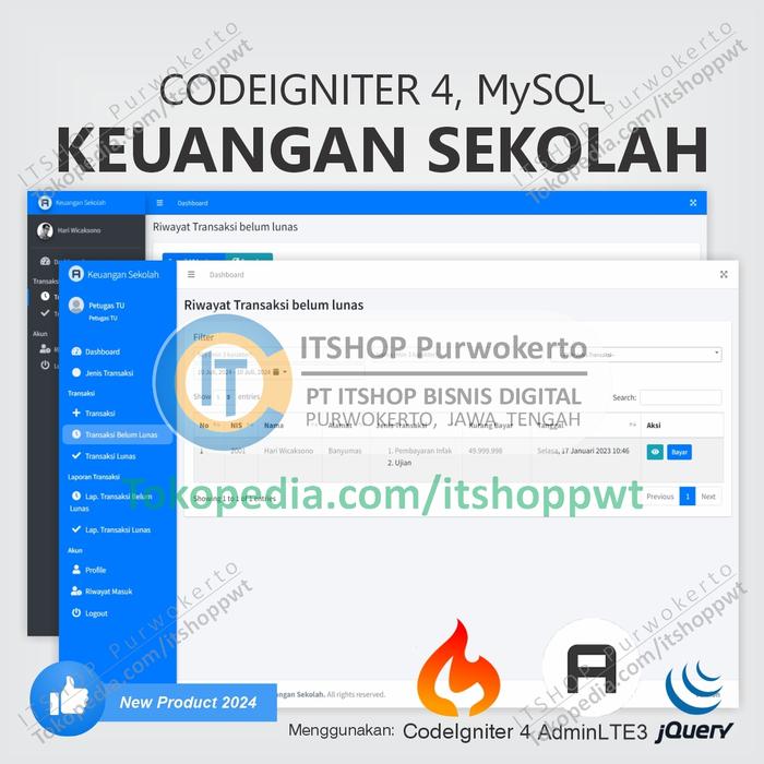 Jual Source Code Aplikasi Web Pembayaran Keuangan Sekolah menggunakan Codeigniter 4 - Kab ...