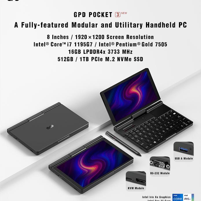 Jual GPD Pocket 3 2024 Update Version Intel Gold 7505 RAM 16GB SSD ...