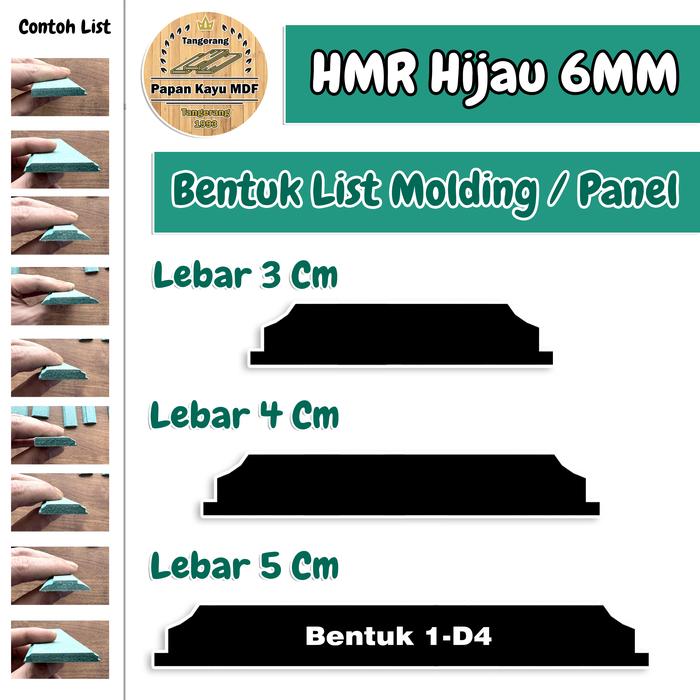 Jual Lis Kayu Wall Moulding Dinding Lebar 3 - 5 Cm HMR ( MDF HIJAU ) PREMIUM List DIY Board ...