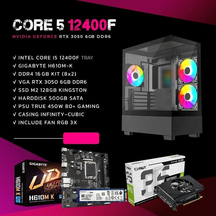 Jual RAKITAN PC GAMING INTEL CORE I5 12400F - VGA RTX 3050 6GB - RAM DDR4 16GB KIT - Kab. Sleman ...