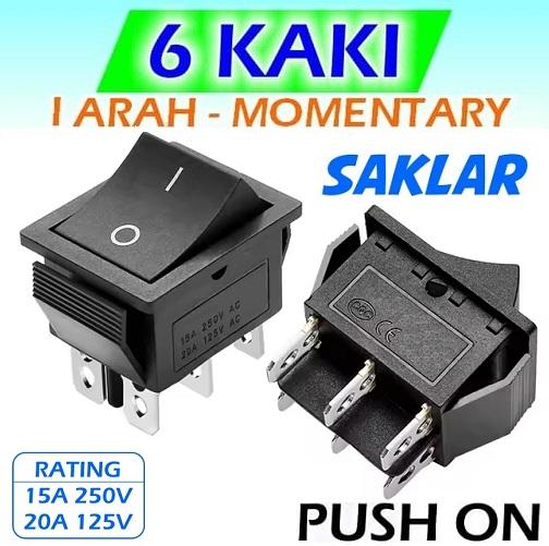 Jual Rocker Switch Besar Kotak 6 Kaki Hitam Saklar Power Momentary 2 ...