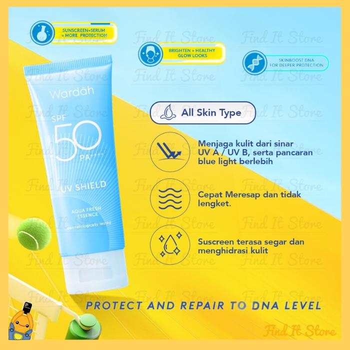 Promo Wardah Sunscreen series UV A / UV B SPF 50 PA++++ blue light ...