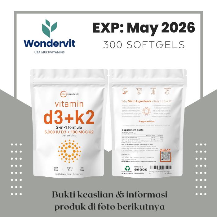 Jual Micro Ingredients MicroIngredients Vitamin D3 5000IU K2 100mcg 300 gel - Jakarta Utara ...