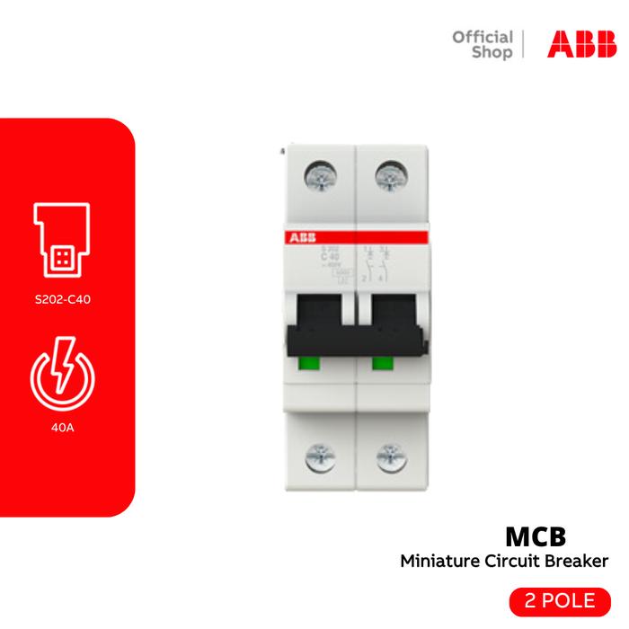 Jual ABB MCB 2Pole 10kA 40A S 202-C40 2CDS252001R0404 - Jakarta Barat ...