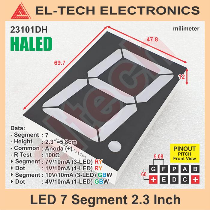 Jual 7 Segment 2.3" Inch Anoda Red LED Digital Monitor Display Board ...