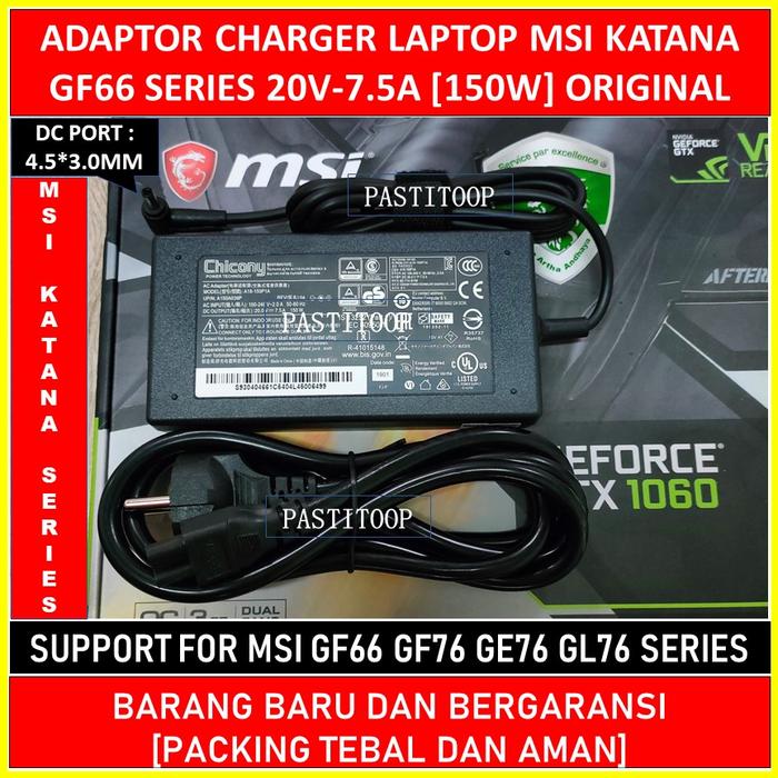 MSI GF63 GF66 Charger JUYOON 150W Laptop Charger - 20V 7.5A Replacement ...