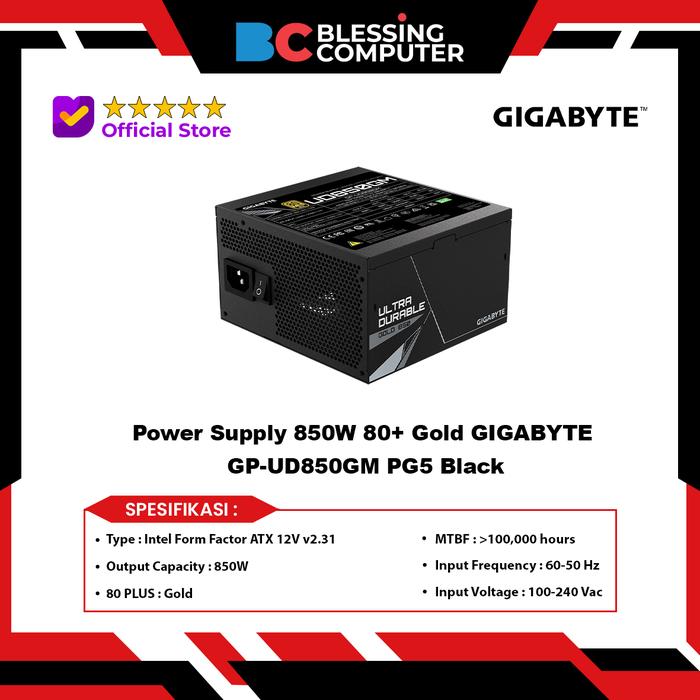 Promo Power Supply 850W 80+ Gold GIGABYTE GP-UD850GM PG5 Black Cicil 0% ...