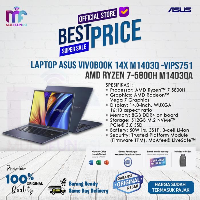 Promo Laptop Asus Vivobook 14x M1403QA -VIPS751 AMD Ryzen 7-5800H M1403QA Cicil 0% 3x - Jakarta ...