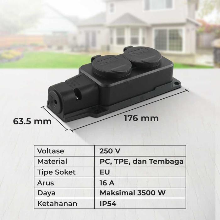 Promo Colokan Listrik 3 Lubang Waterproof Stop Kontak Kabel Anti Air ...