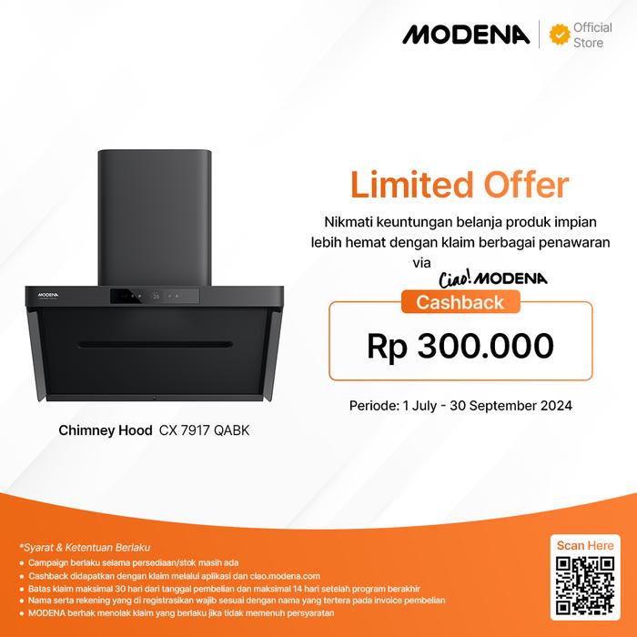 Promo MODENA Chimney Hood - CX 7917 QABK Cicil 0% 3x - Kota Tangerang ...
