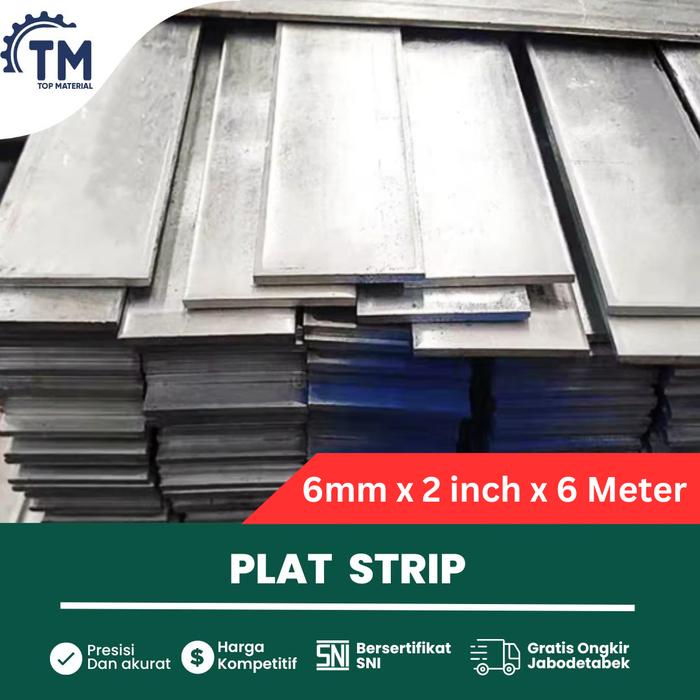 Jual Plat Strip Besi Tebal 6mm Lebar 2 inch x 6 Meter SNI Flat Bar ...