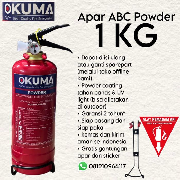 Jual APAR 1 KG OKUMA ABC Powder Set Komplit PEMADAM KEBAKARAN TABUNG PEMADAM API RINGAN ...