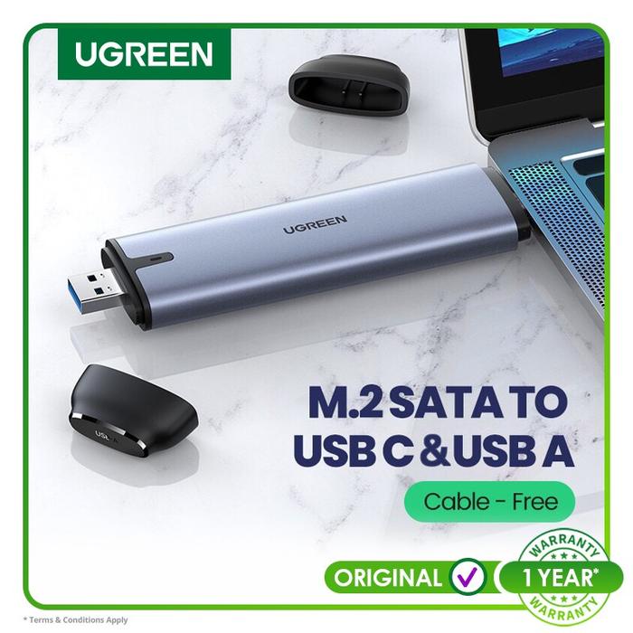 Jual UGREEN 70533 CASING ENCLOSURE SSD M.2 SATA B KEY TO USB-C USB 3.0 ...