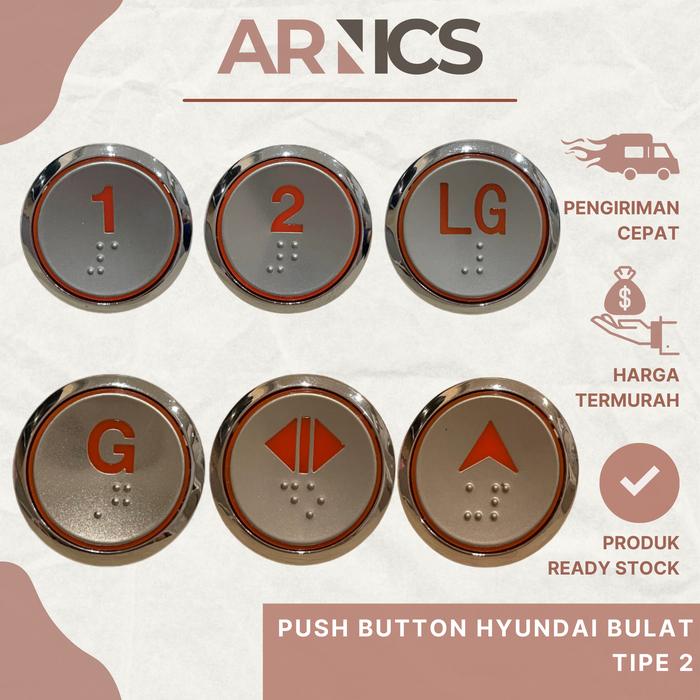Jual Push Button Hyundai Bulat Red Led / Tombol Hyundai Lift Push ...