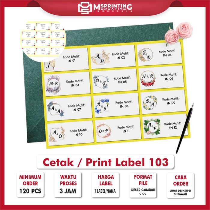 Jual Cetak / Print sticker Label Nama Undangan / Label 103 / Stiker ...
