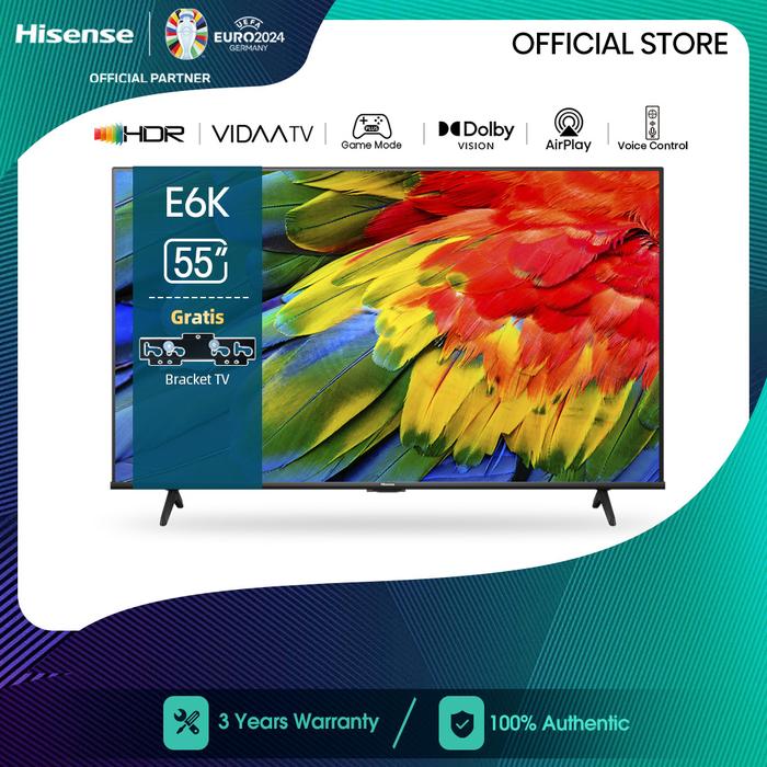 Promo Hisense 55E6K 55 inch Vidaa Smart 4K UHD TV-Bezelles design Model Cicil 0% 3x - Kab ...