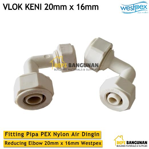 Jual Westpex Nylon Reducer Elbow 20 mm 16 mm / Fitting Reducing Vlok ...