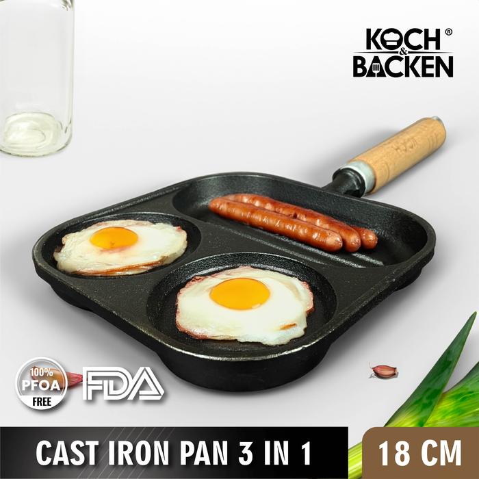 Promo KOCH&BACKEN Cast Iron Pan 3 in 1 - Panci Besi Cor Anti Lengket ...