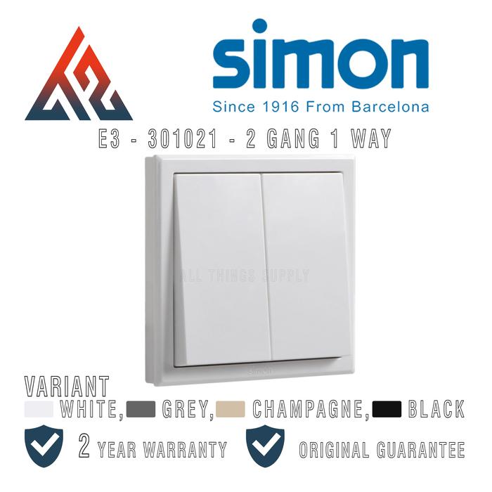 Jual Simon E3 Saklar Lampu Seri 2 Gang 1 Way Double - 301021 - Abu-abu ...