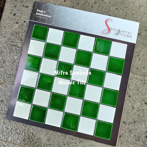 Jual Mosaic Top Table Canpuran Mix Hijau Glossy Type WHITE GREEN SQUARE ...