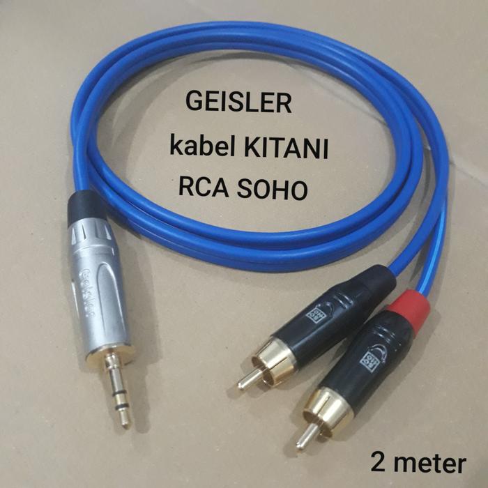 Jual kabel 2 meter dari hp ke ampli jack TRS 3,5 mm to 2 RCA gold plug ...