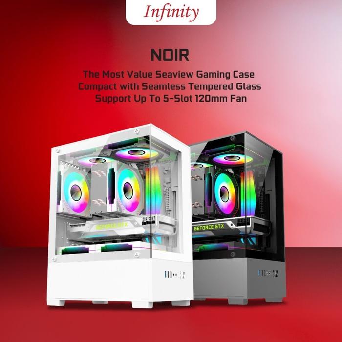 Jual Casing Komputer Infinity Noir M-ATX Tempered Glass - Putih 3 Fan ...