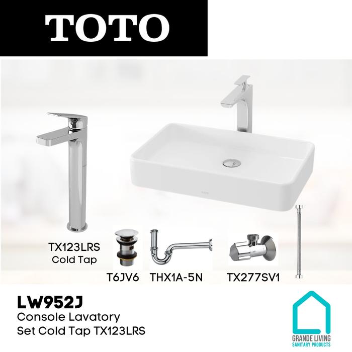 Jual TOTO Wastafel Keramik Meja LW952J Set Kran Dingin TX123LRS ...