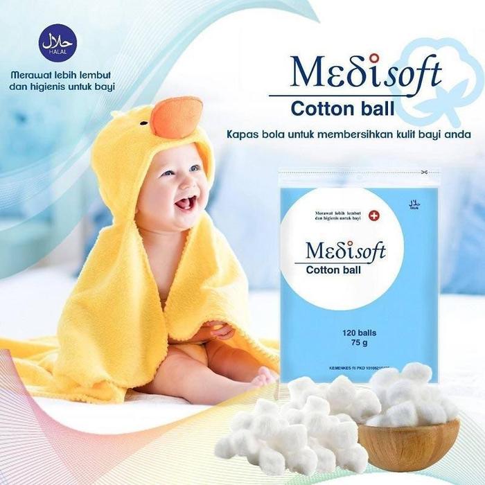 Jual Medisoft Cotton Ball Kapas Bulat 120 Pcs Kapas Bayi Bulat 75 gram ...