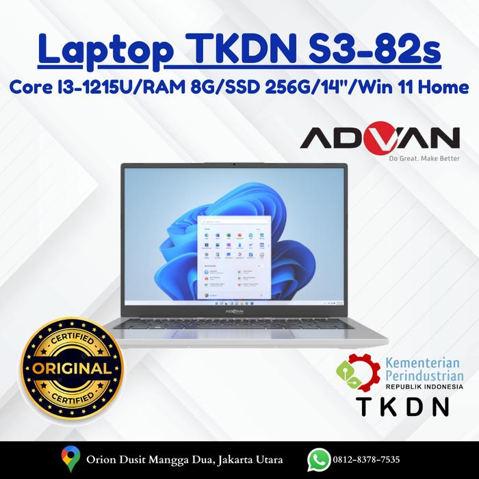 Jual Laptop Advan TKDN S3-82S Intel Core i3 Gen 12th (i3-1215U/RAM 8Gb ...