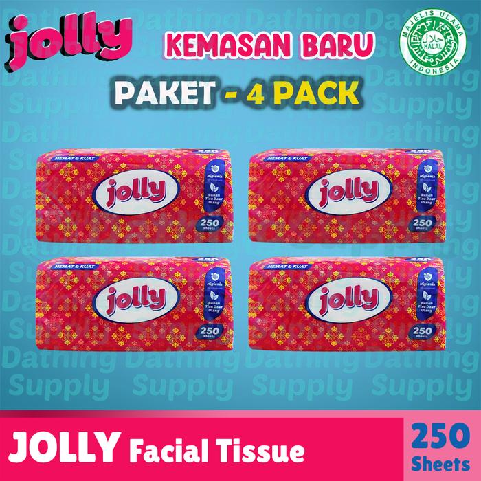 Promo PAKET 4 PACK JOLLY Facial Tissue 250 Sheet 2 ply Tisu Muka Halus ...