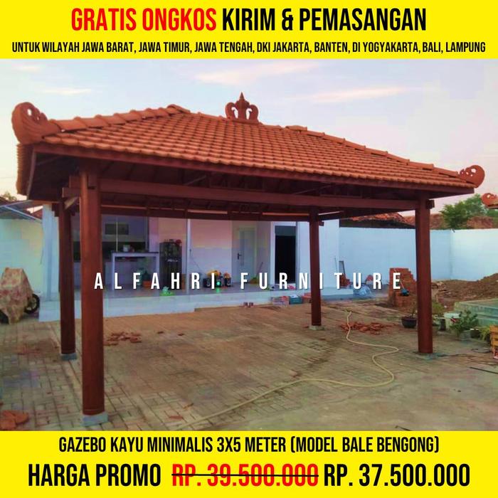 Jual Gazebo Kayu Minimalis Garasi Mobil 3x5 Meter Model Bale Bengong ...