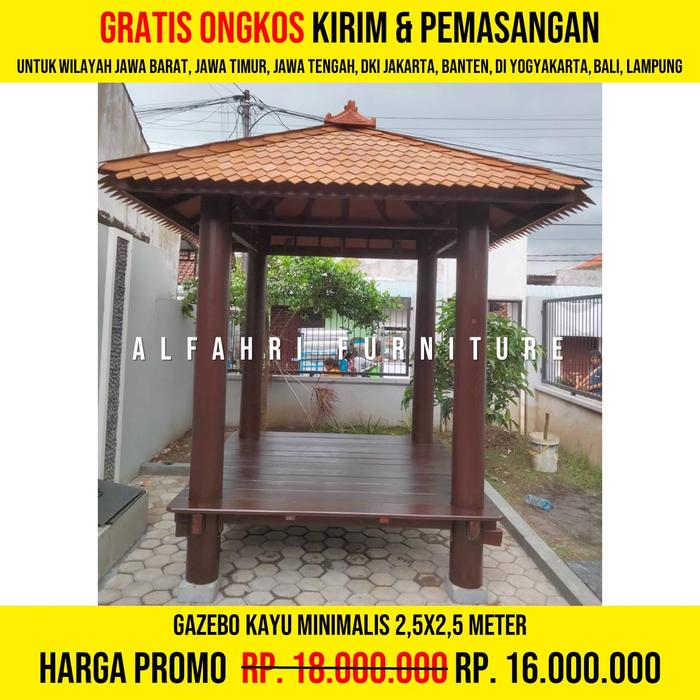 Jual Gazebo Kayu Minimalis 2,5x2,5 Meter Atap Sirap Hemat dan ...