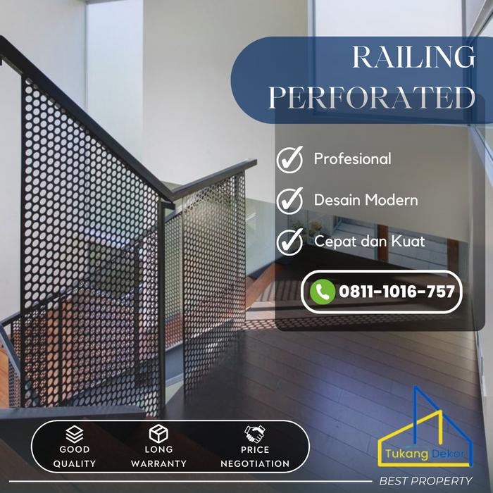 Jual Railing Tangga Besi Galvanis Perforated Modern Minimalis Anti ...