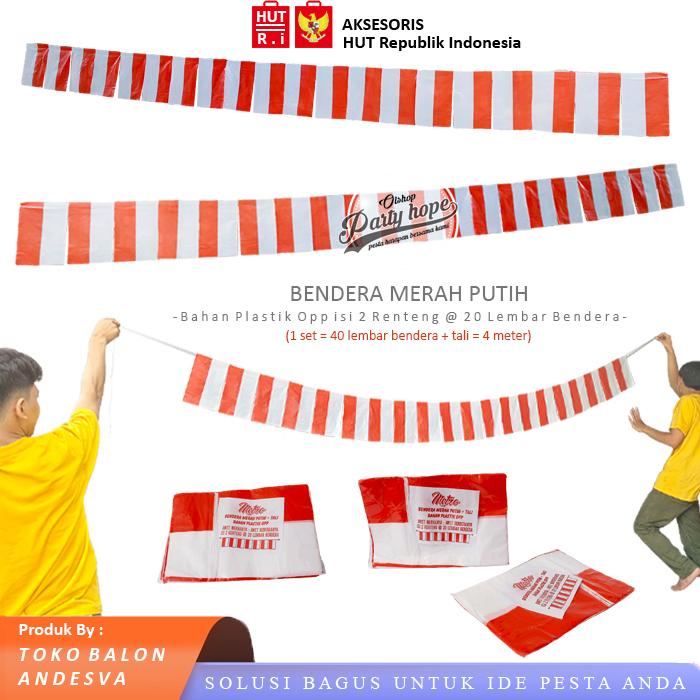 Jual [isi 10] bendera plastik merah putih + tali / umbul umbul HUT ...