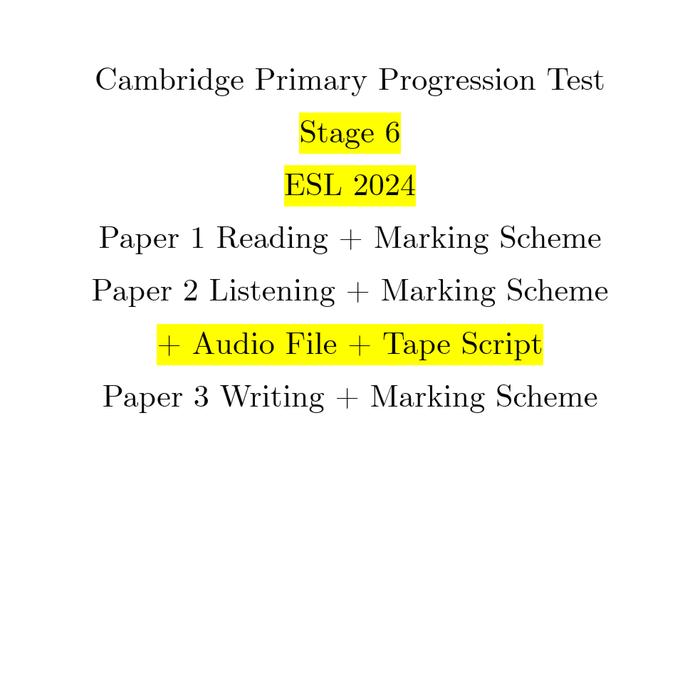 Jual Cambridge Primary Progression Stage 6 ESL Tahun 2024 - Jakarta ...