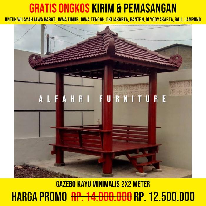 Jual Gazebo Minimalis Kayu Solid 2x2 Meter Modern Atap Genteng - Kab ...